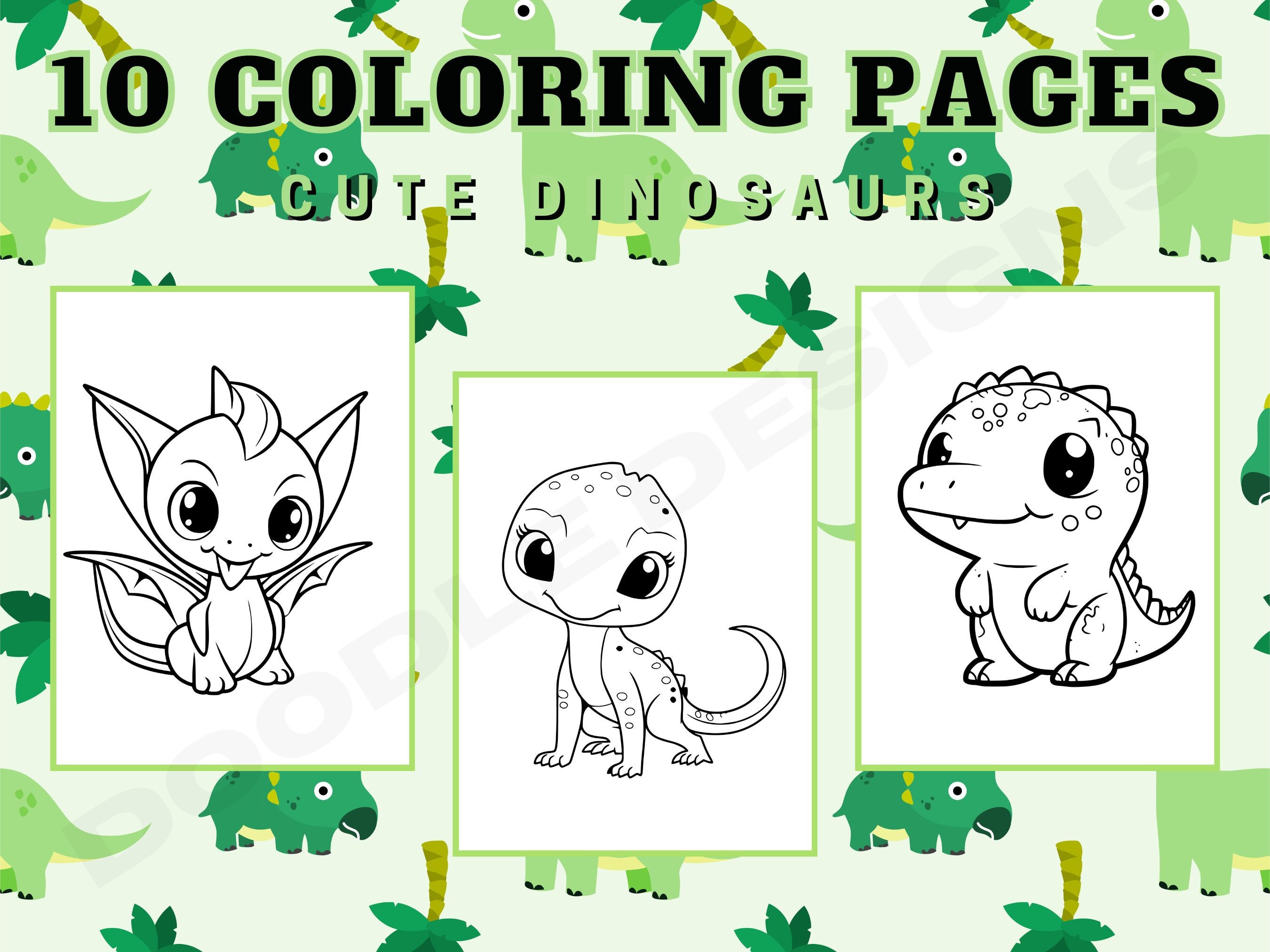 Cute Dinosaur Coloring Pages | 10 Pages | for Toddlers and Kids ...