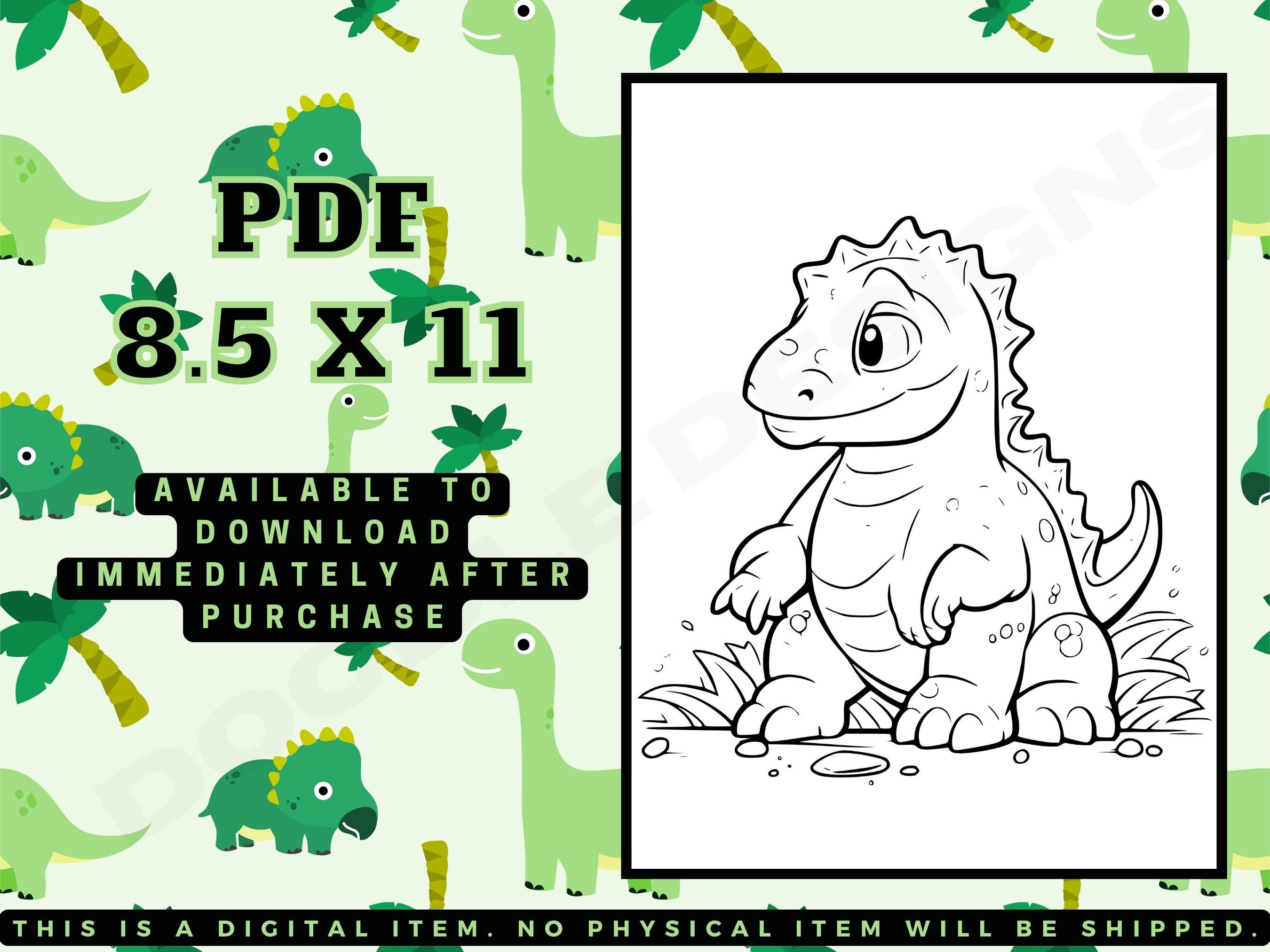 Cute Dinosaur Coloring Pages | 10 Pages | for Toddlers and Kids ...