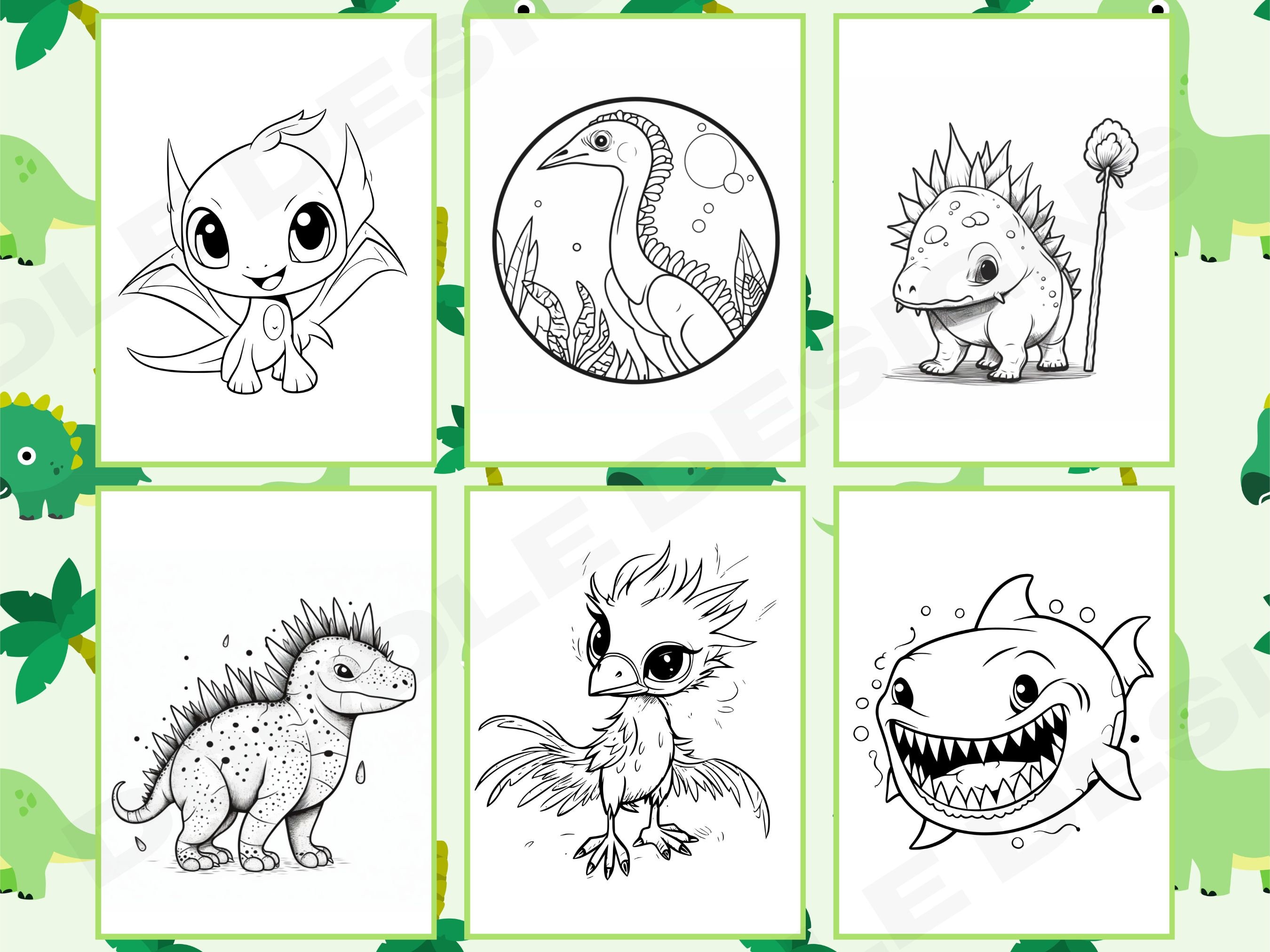 Cute Dinosaur Coloring Pages | 10 Pages | for Toddlers and Kids ...