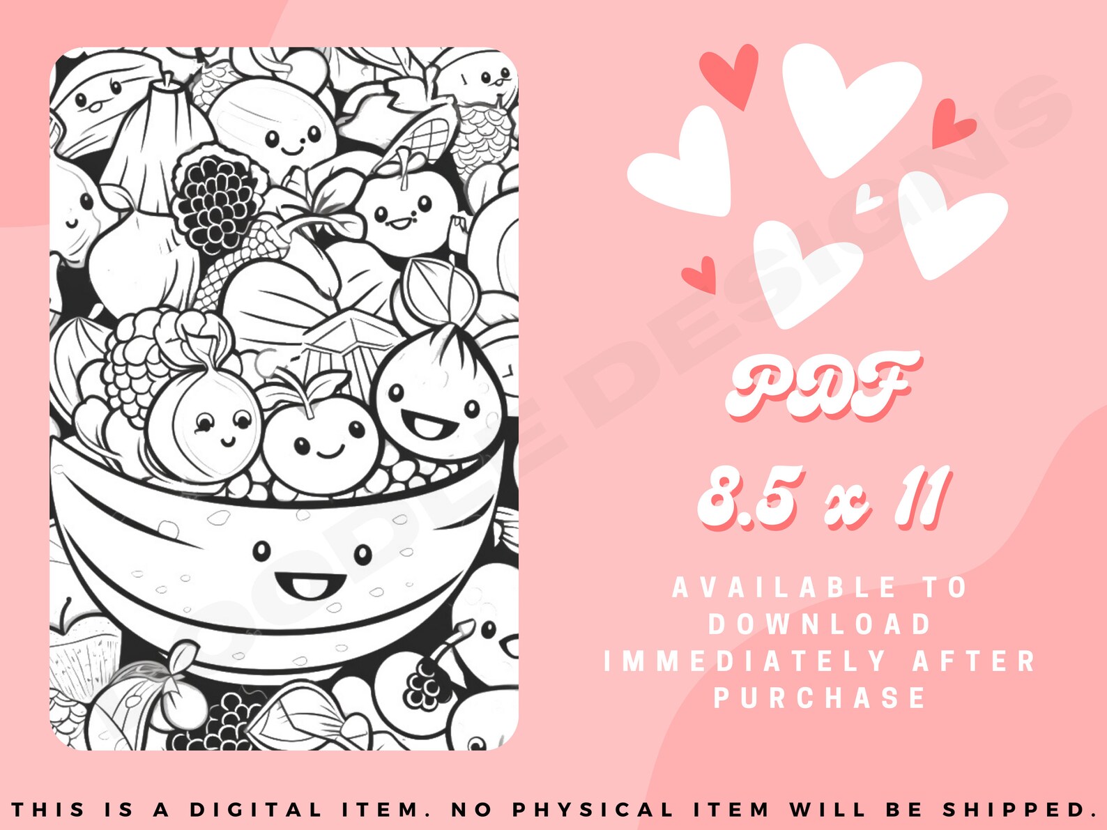 Kawaii Food Coloring Pages | 50 Pages | for Kids and Adults | Cute ...