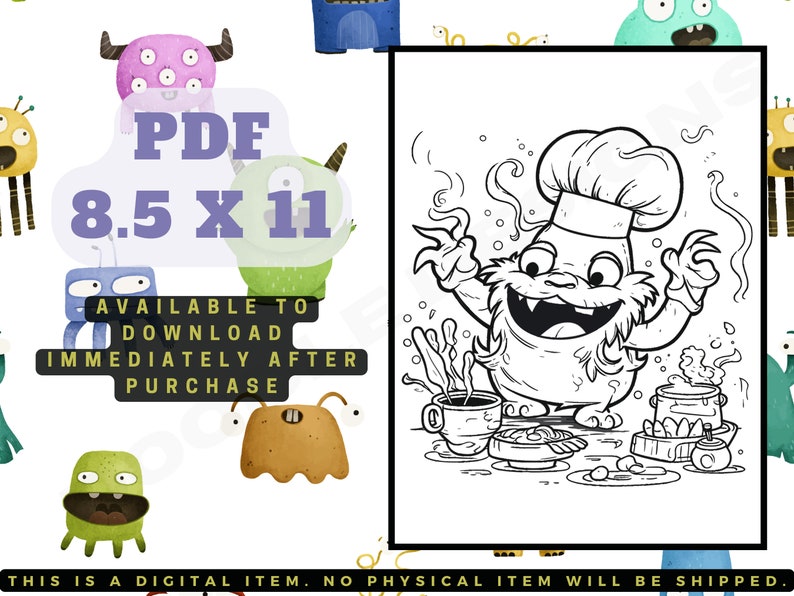 Cute Monsters Coloring Pages | 50 Pages | for Kids and Adults | Cute ...