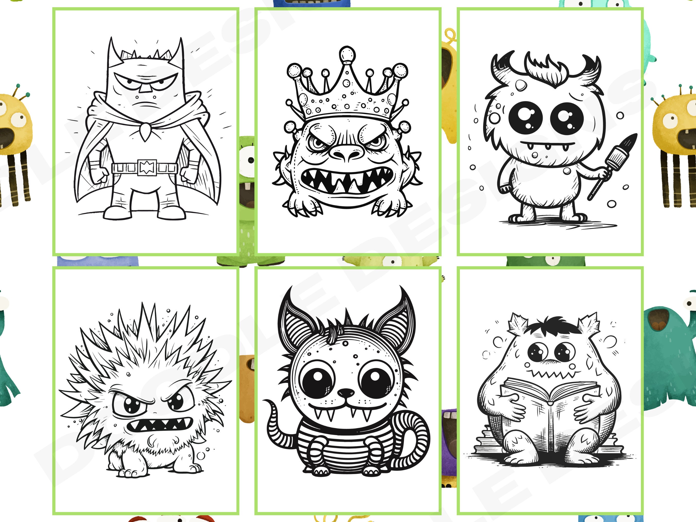 Cute Monsters Coloring Pages | 50 Pages | for Kids and Adults | Cute ...