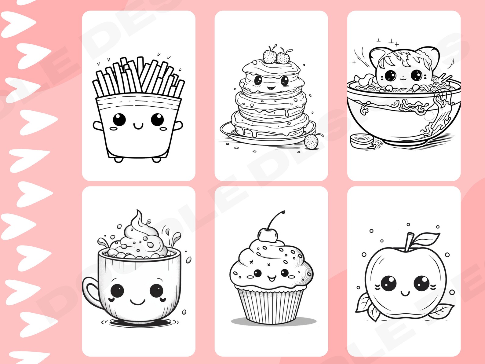 Kawaii Food Coloring Pages | 50 Pages | for Kids and Adults | Cute ...