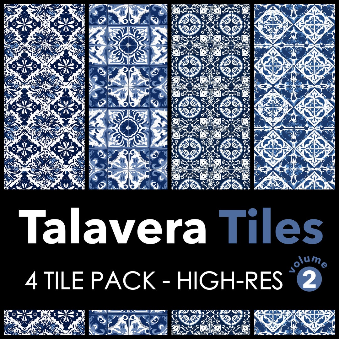 Talavera Tile Blue Paper Pattern - Mexican Spanish Portuguese Tiles ...