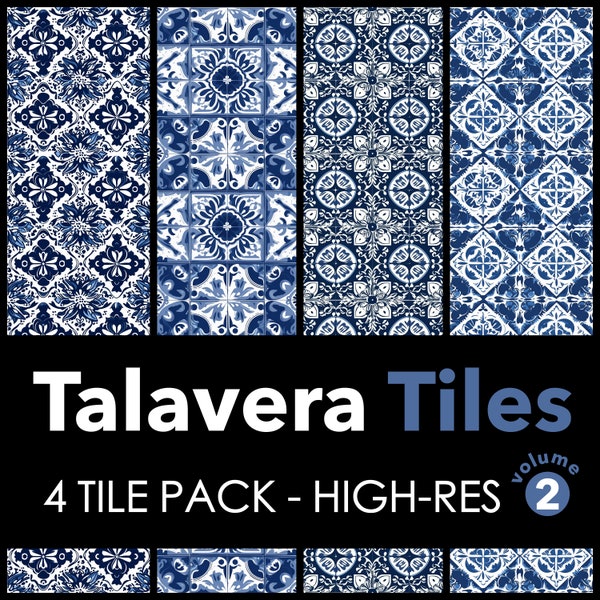 Talavera Spanish Blue Tile Pattern - Etsy
