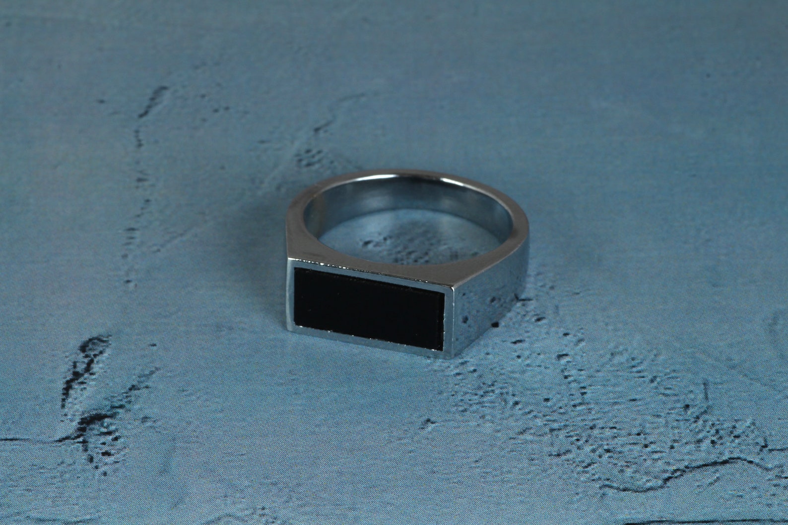 Square Black Onyx Signet Ring Stainless Steel Silver Paleted Ring ...