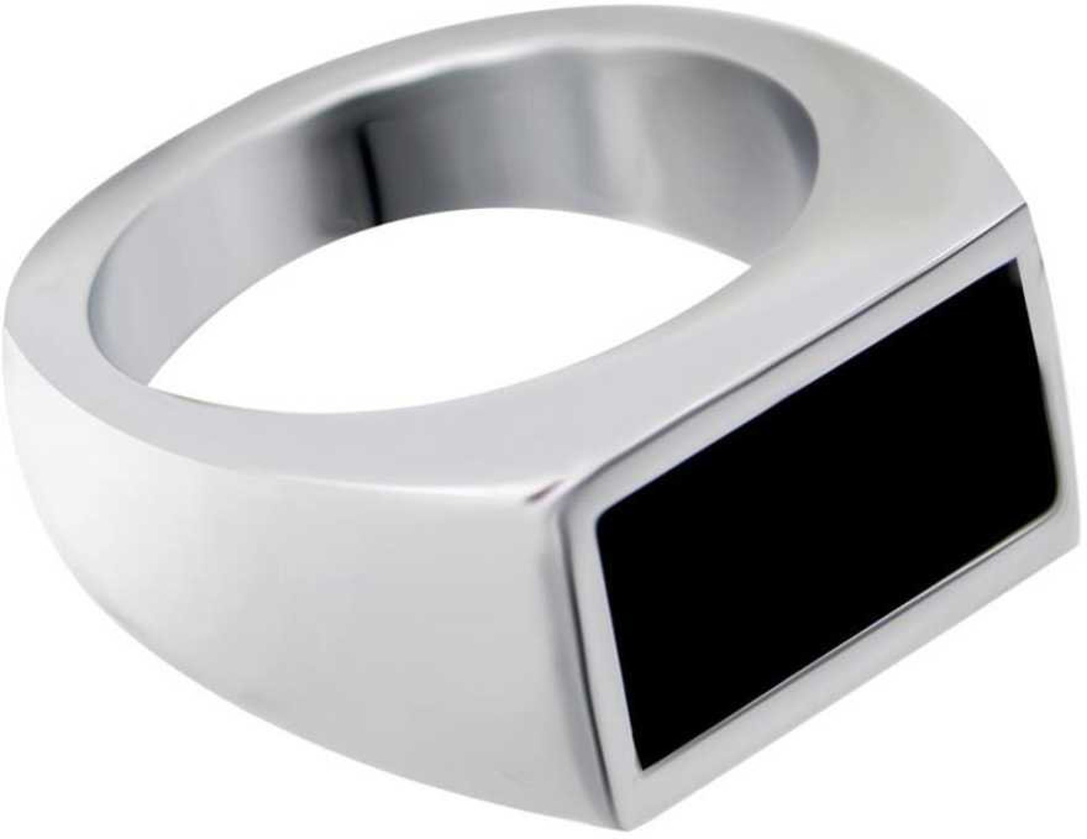 Square Black Onyx Signet Ring Stainless Steel Silver Paleted Ring ...