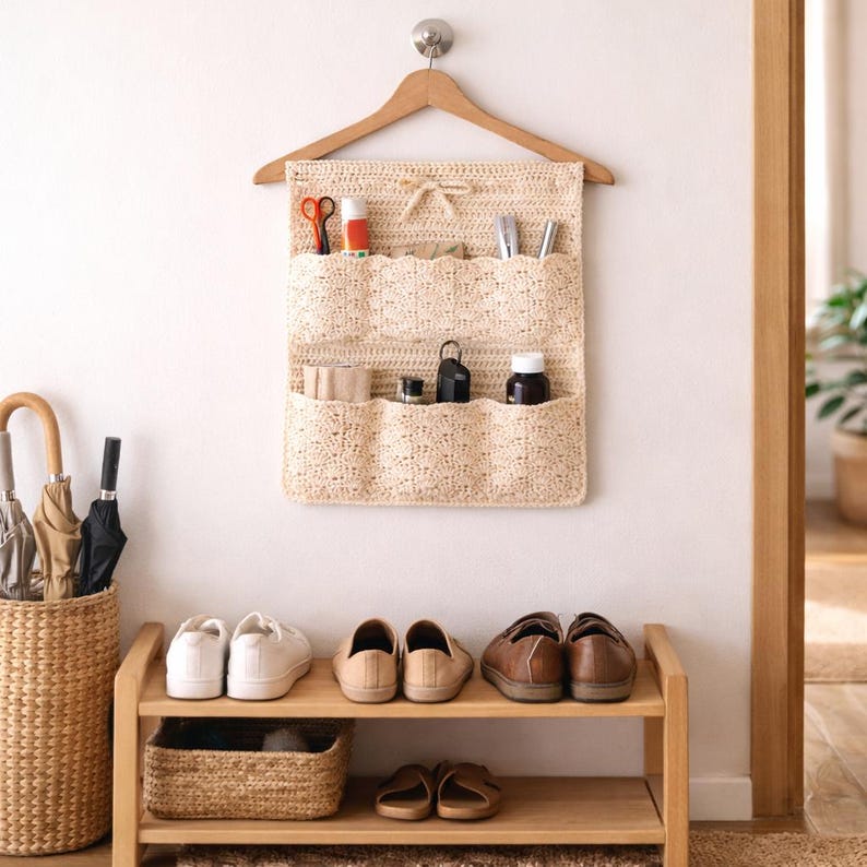 Crochet Sofa Armrest Organizer Pattern PDF – Couch Storage Caddy With ...