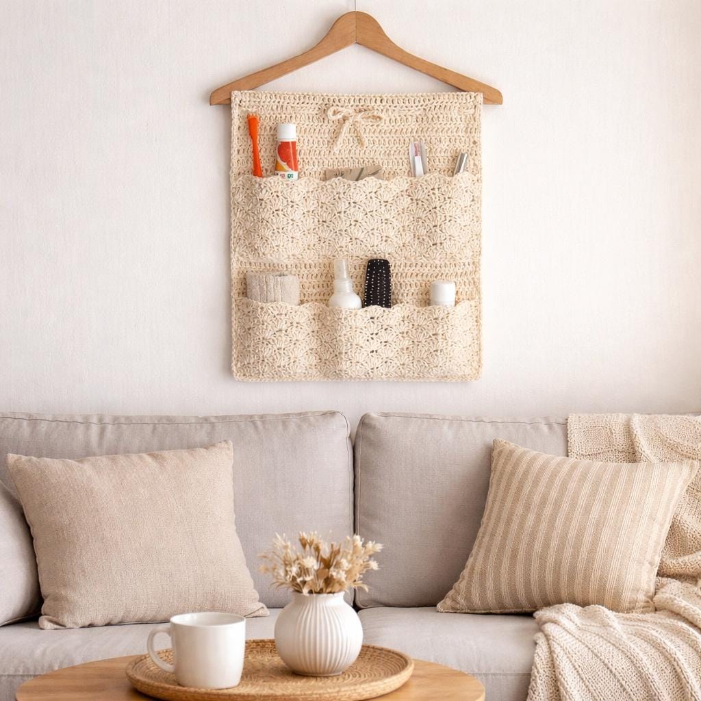 Crochet Sofa Armrest Organizer Pattern PDF – Couch Storage Caddy With ...