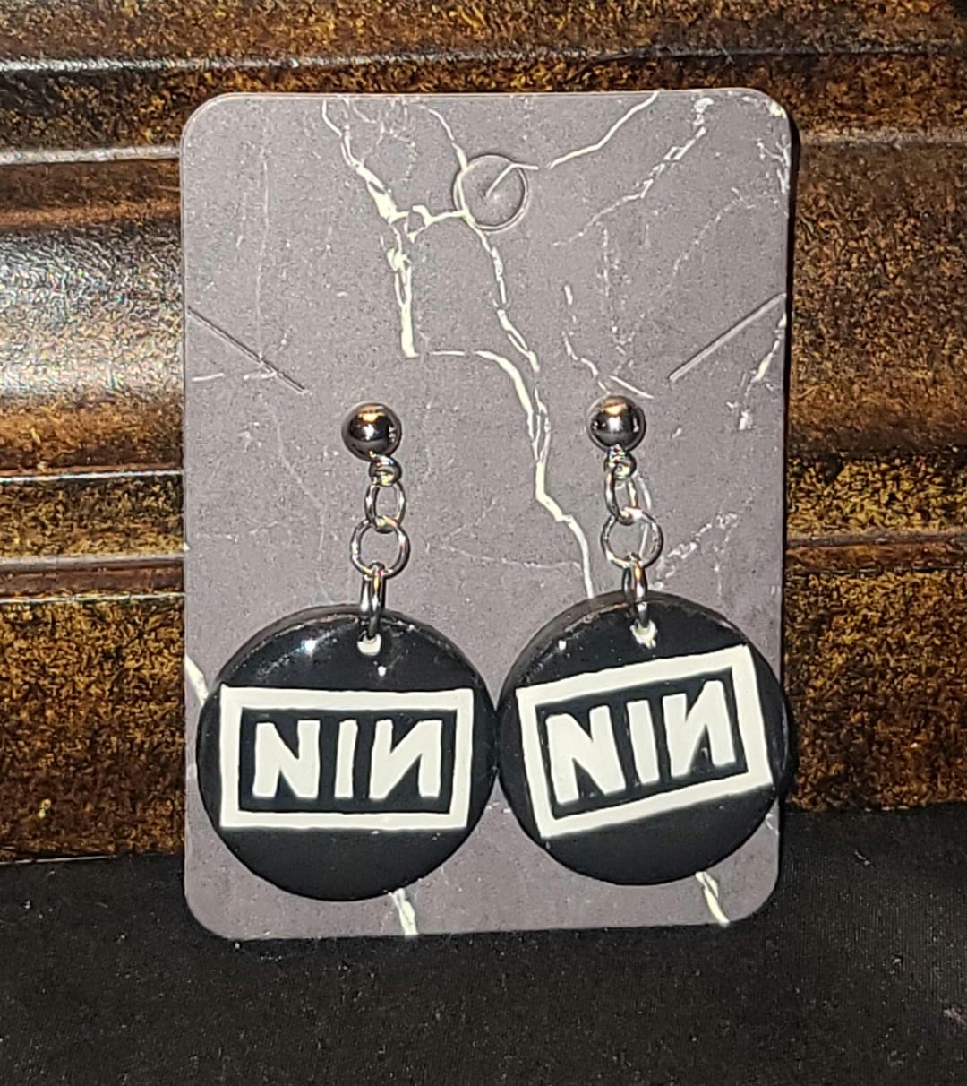 Fanart Hand Painted Nine Inch Nails Band Disc Earrings - Etsy