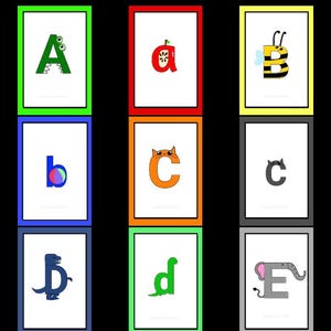 Alphabet Embedded Mnemonic Colorful Flashcards (animals and Items ...