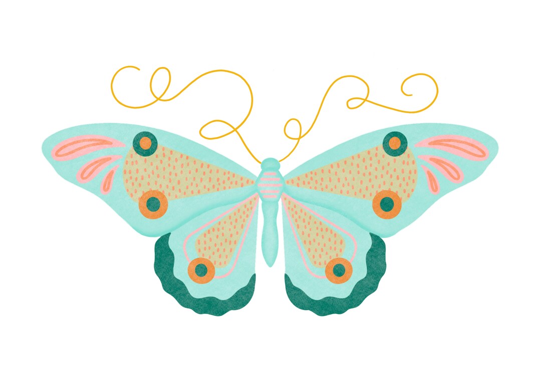 Blue Butterfly Art Print / Hand Embellished / Butterfly Art Print ...