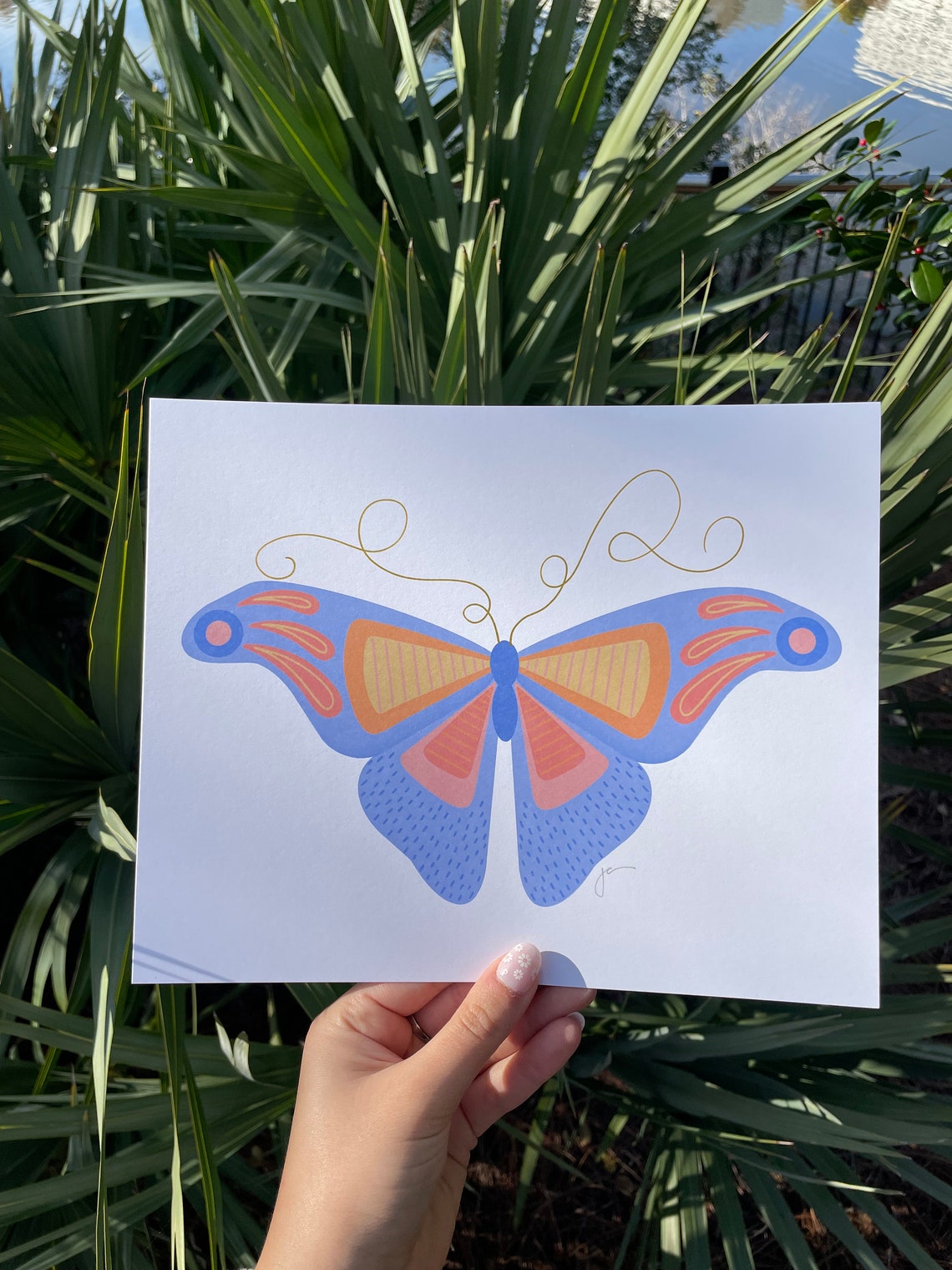 Periwinkle Butterfly Art Print / Hand Embellished / Butterfly Art Print ...