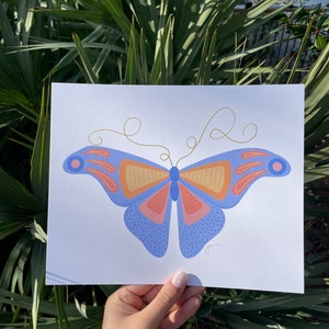Periwinkle Butterfly Art Print / Hand Embellished / Butterfly Art Print ...