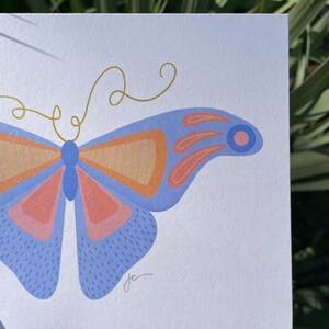 Periwinkle Butterfly Art Print / Hand Embellished / Butterfly Art Print ...