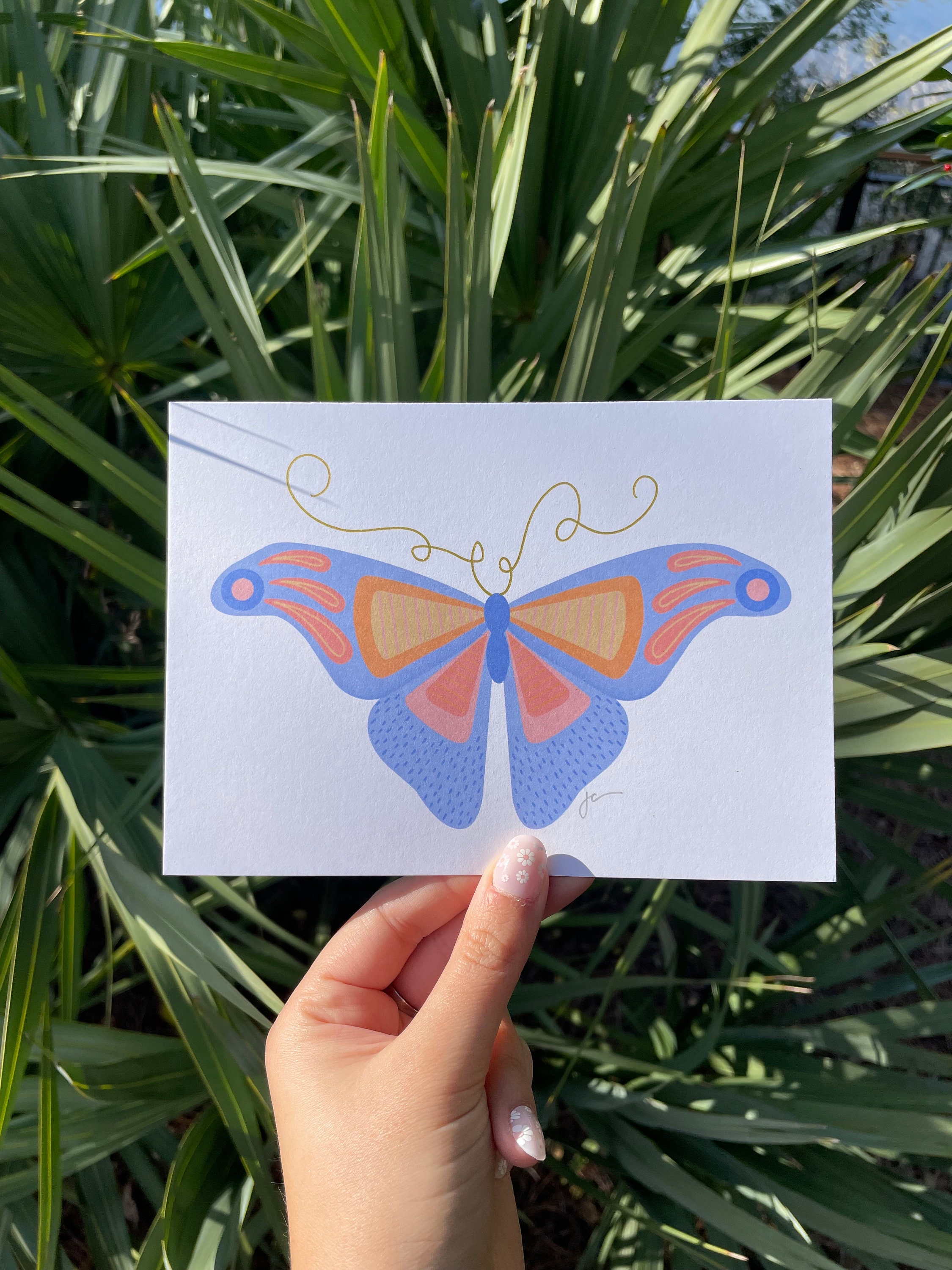 Periwinkle Butterfly Art Print / Hand Embellished / Butterfly Art Print ...