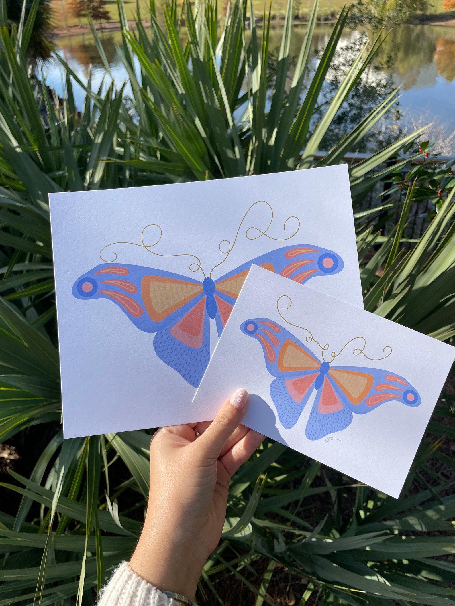 Periwinkle Butterfly Art Print / Hand Embellished / Butterfly Art Print ...