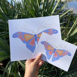 Periwinkle Butterfly Art Print / Hand Embellished / Butterfly Art Print ...