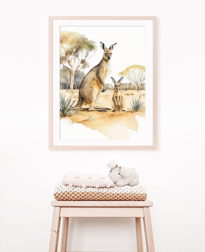 Watercolor Kangaroo, Kangaroo Wall Art, Watercolor Animal, Printable ...