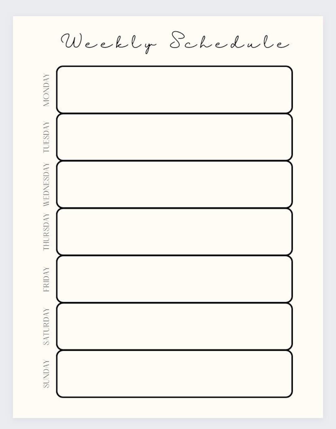 Weekly Schedule Digital Printable - Etsy