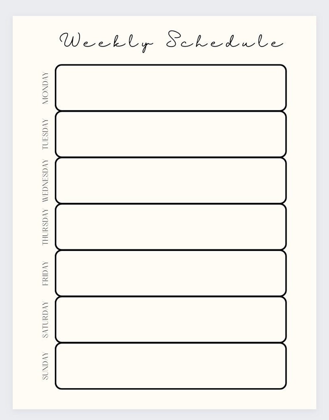 Weekly Schedule Digital Printable - Etsy