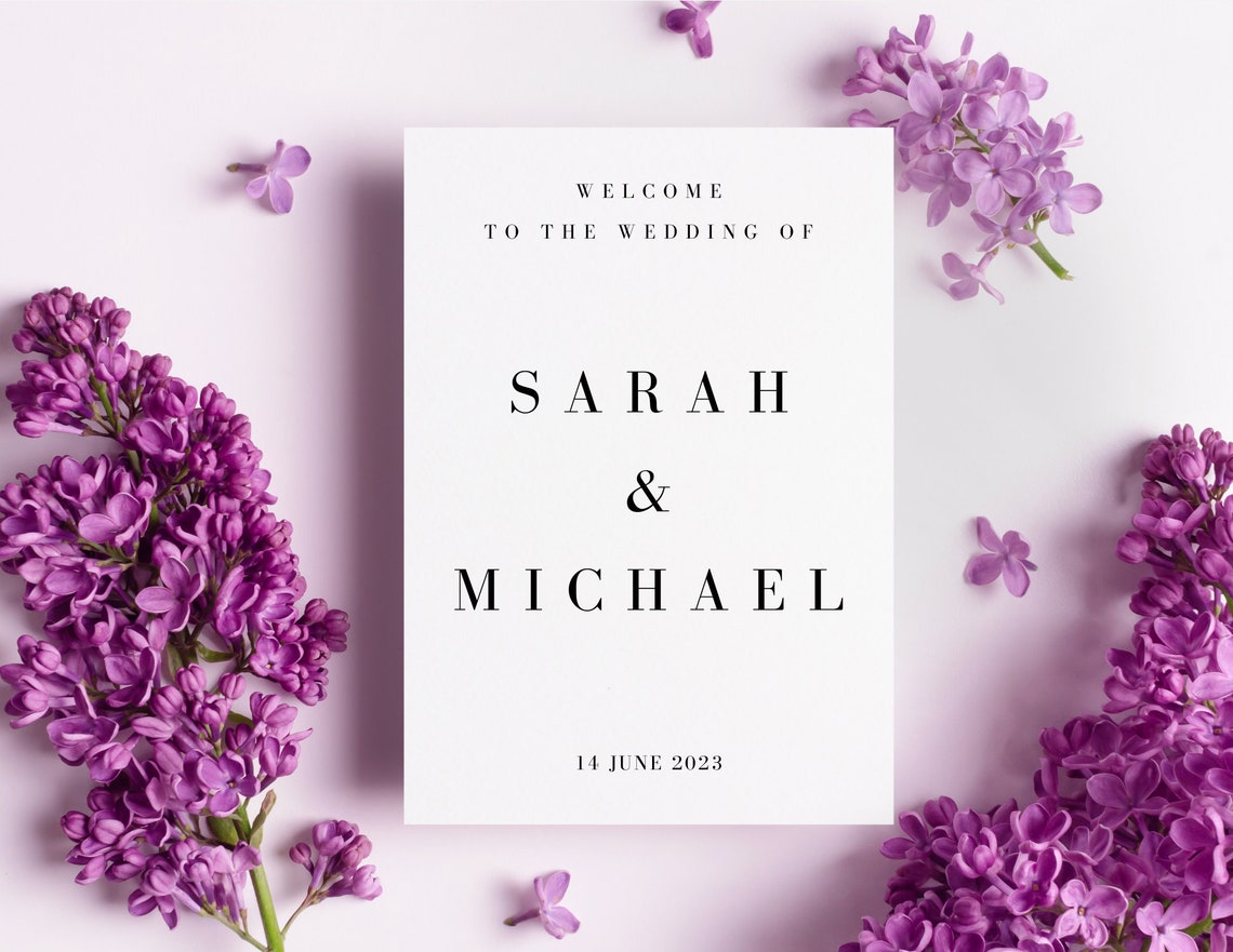 Wedding Ceremony Welcome Sign | Minimal Elegant Modern | Simple Event ...