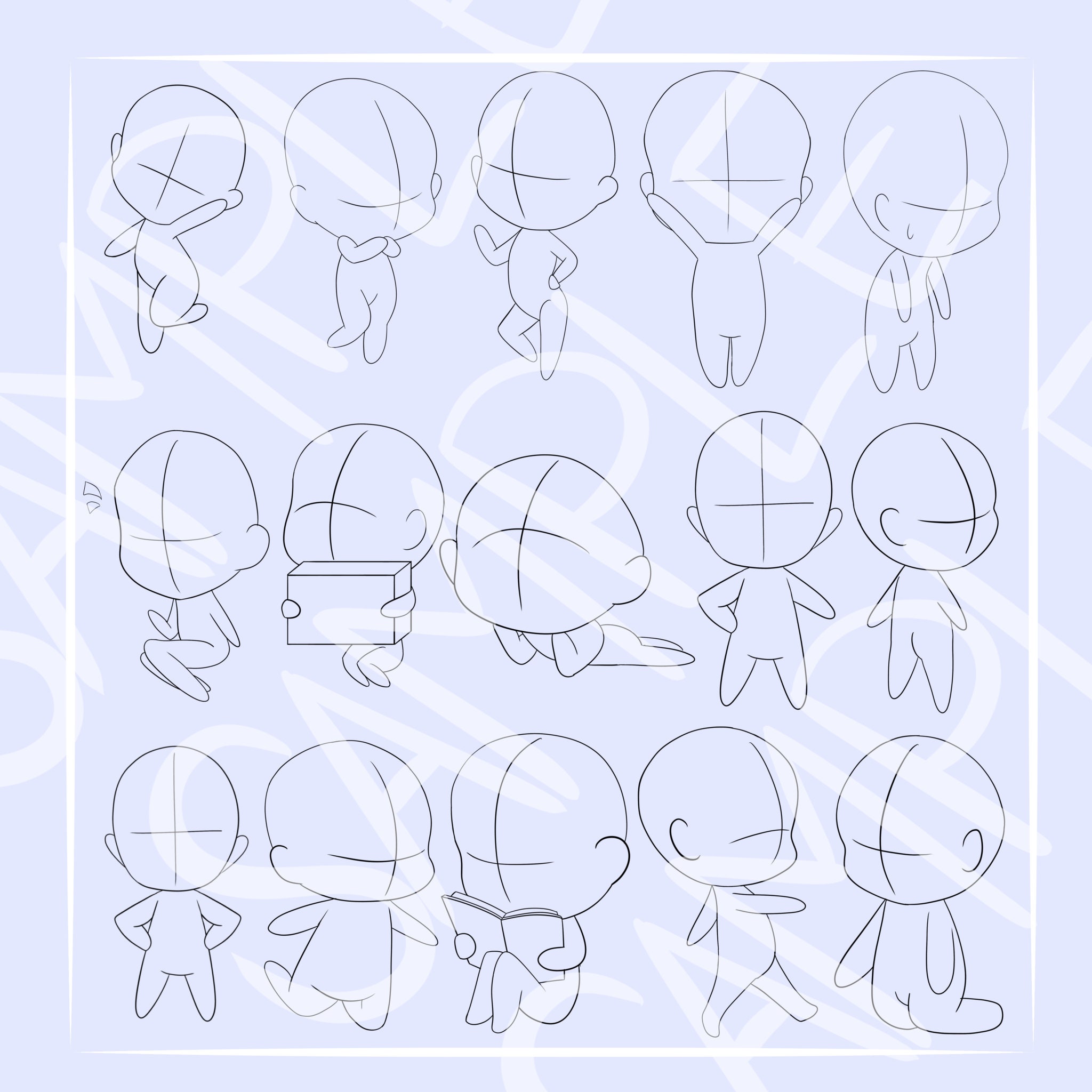 28 Chibi Brushes for Procreate, Drawing Bases, Stencils for Art and ...
