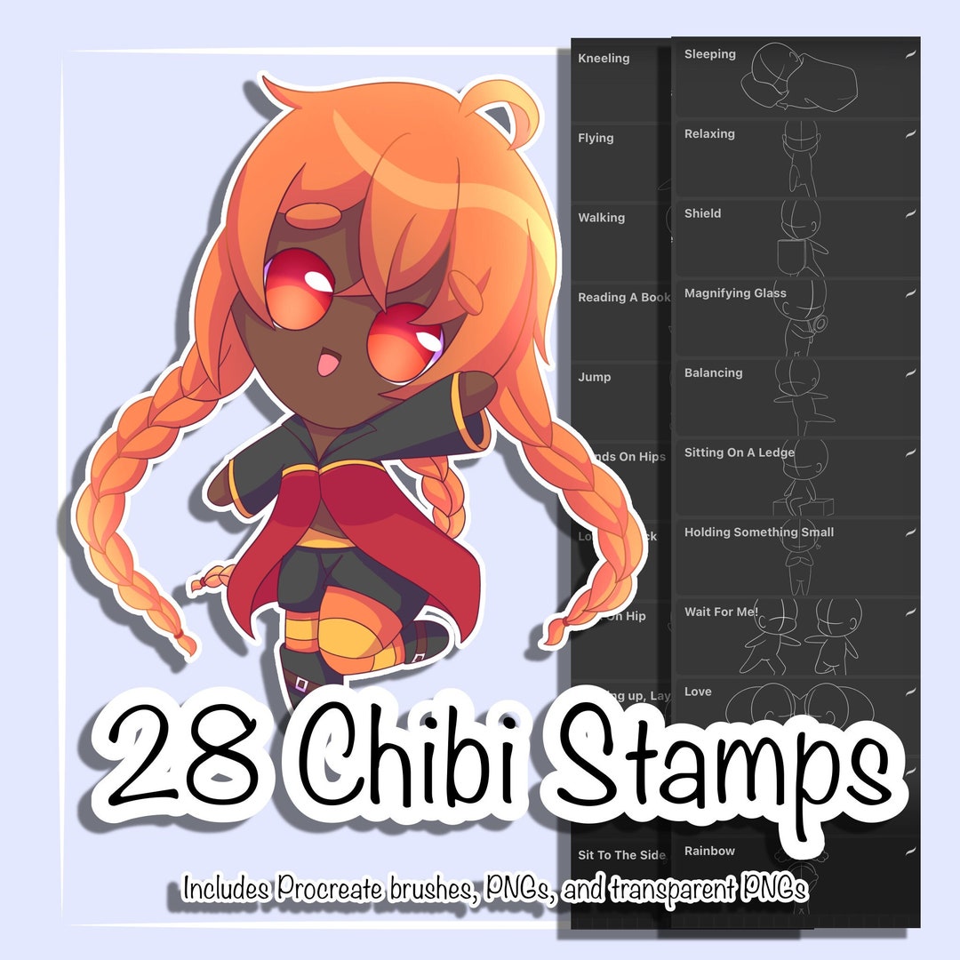28 Chibi Brushes for Procreate, Drawing Bases, Stencils for Art and ...