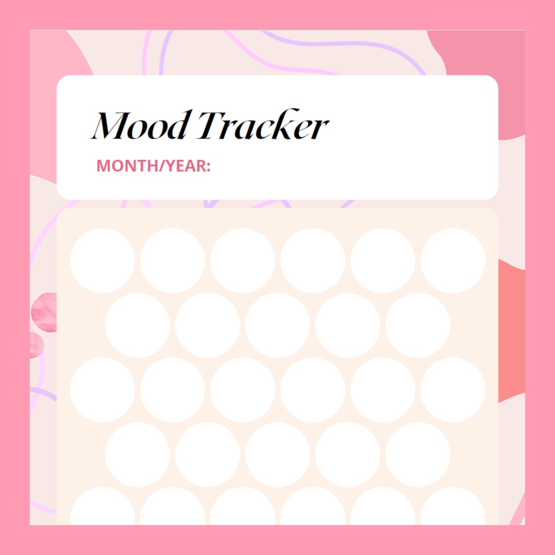 Peachy Pink Daily Mood Tracker Embrace Emotional Awareness With ...
