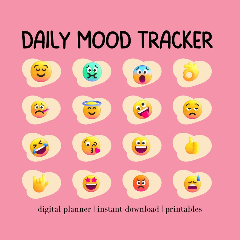 Peachy Pink Daily Mood Tracker - Embrace Emotional Awareness With ...