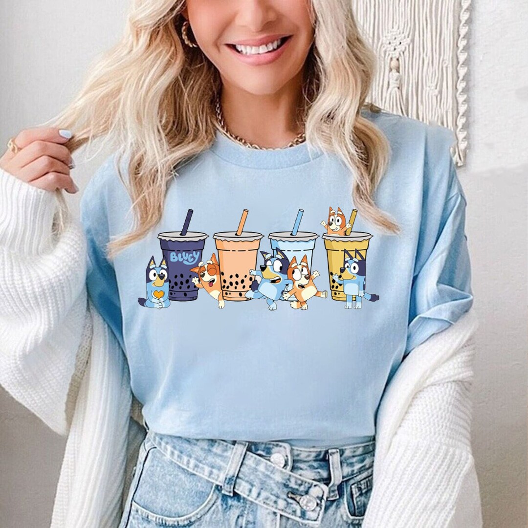 Bluey Cute Boba Cups Shirt Bluey and Friends T-shirt Boba - Etsy