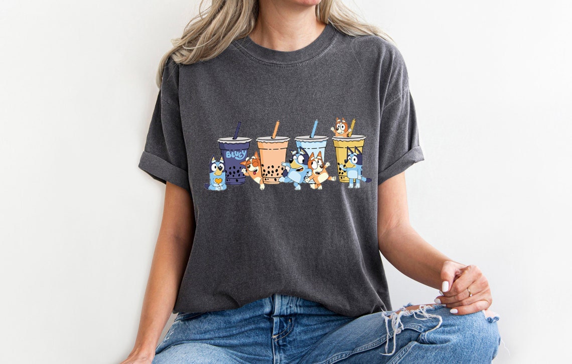 Bluey Cute Boba Cups Shirt Bluey and Friends T-shirt Boba - Etsy