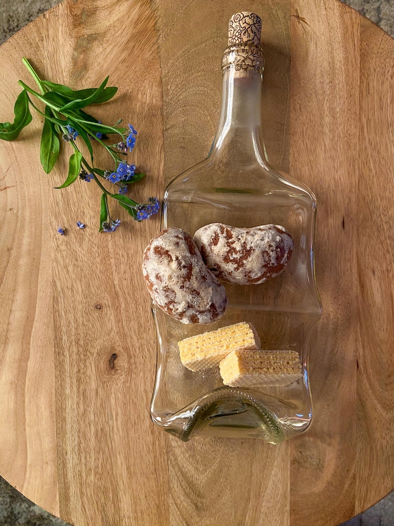 Wavy Handmade Melted Wine Bottle Platter – Recycled Glass Cheese Board ...