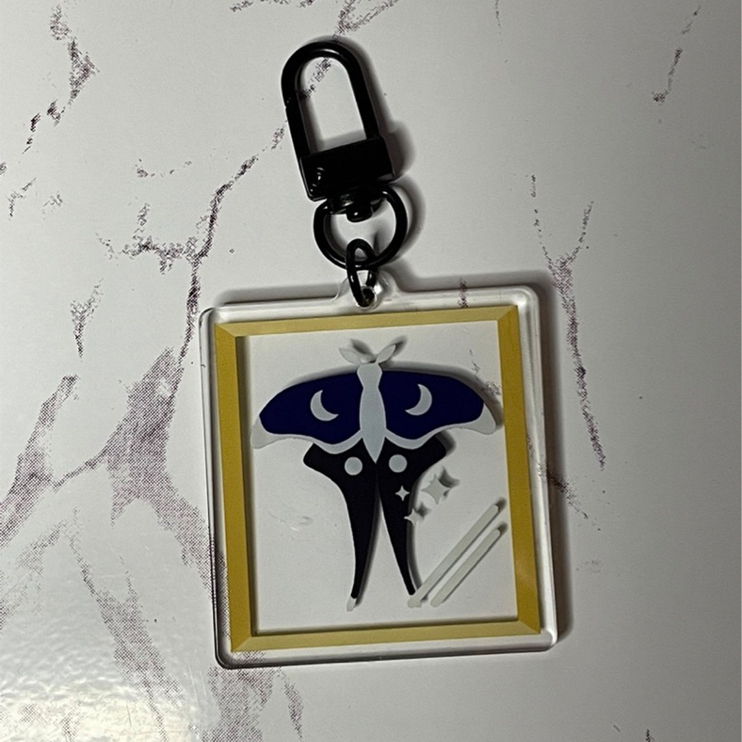 Whimsical Blue Lunar Moth Acrylic Keychain With Black Clip - Etsy