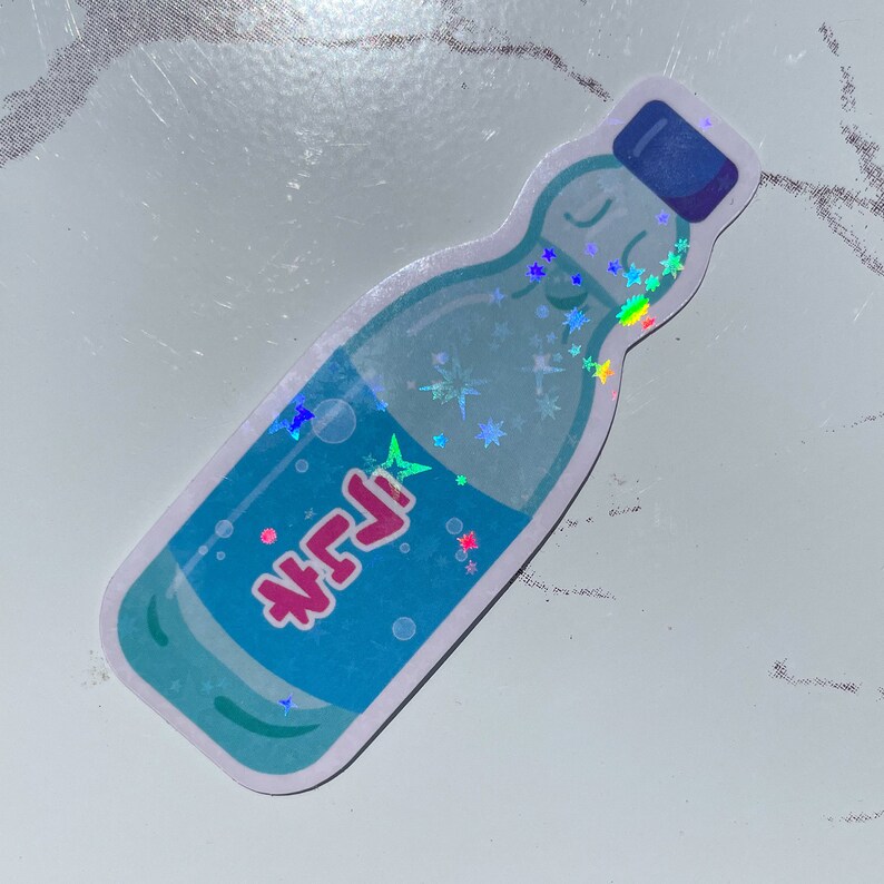 Cute Ramune Bottle Holographic Sticker for Laptops, Water Bottles, and ...