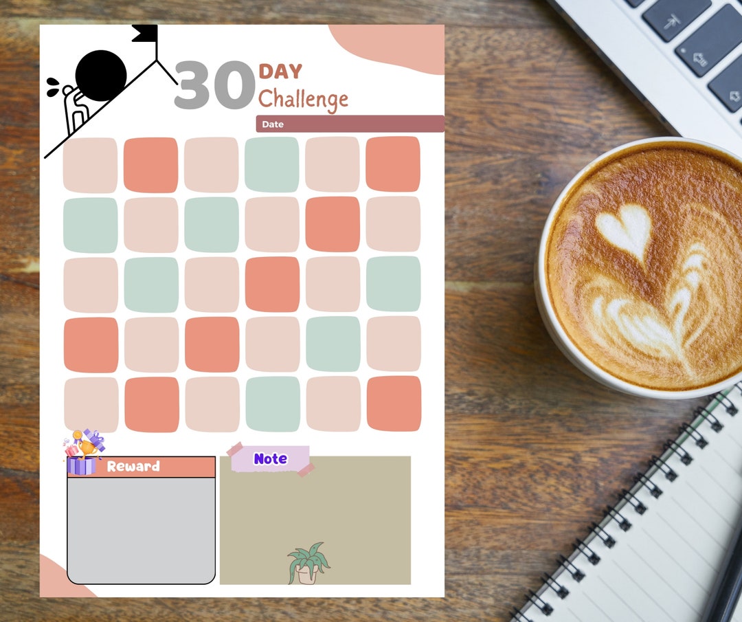30 Day Challenge PRINTABLE Tracker 30 Day Game Savings Challenge ...