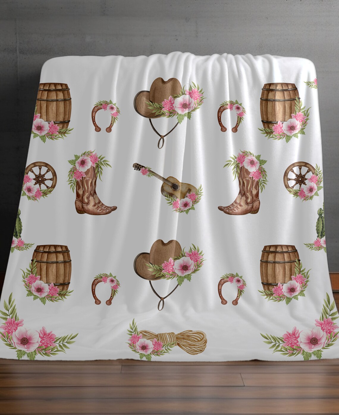 Western Girls Pink Velveteen Minky Blanket,cowgirl Minky Blanket,girls ...