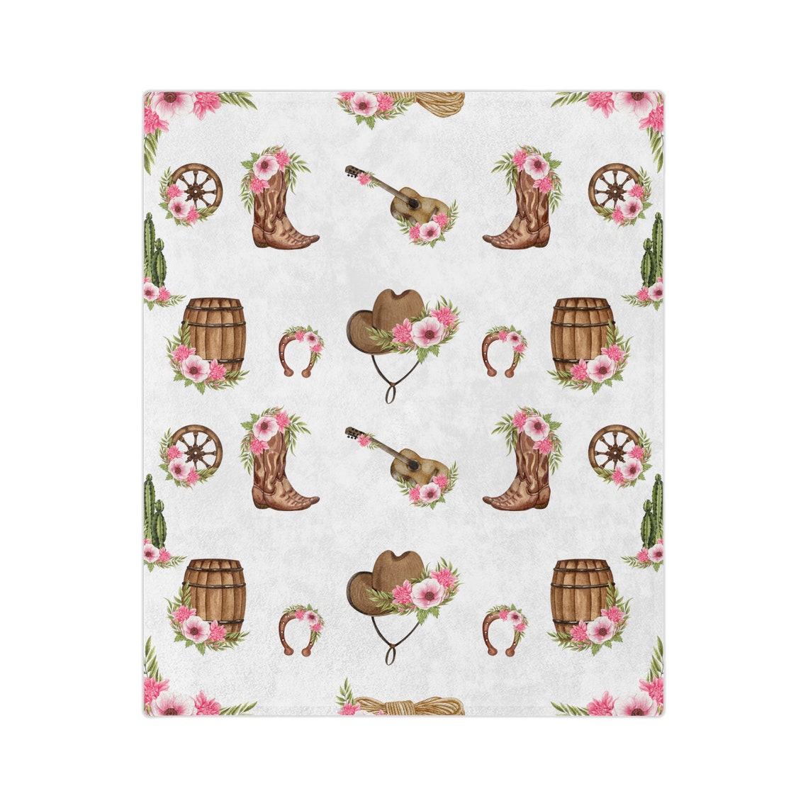 Western Girls Pink Velveteen Minky Blanket,cowgirl Minky Blanket,girls ...