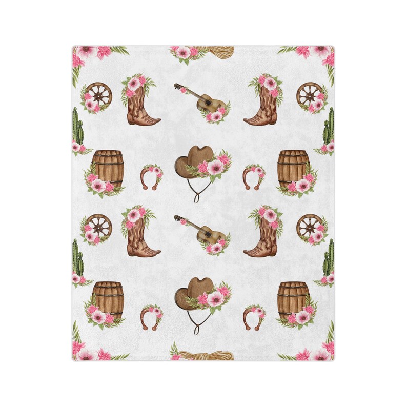 Western Girls Pink Velveteen Minky Blanket,cowgirl Minky Blanket,girls ...