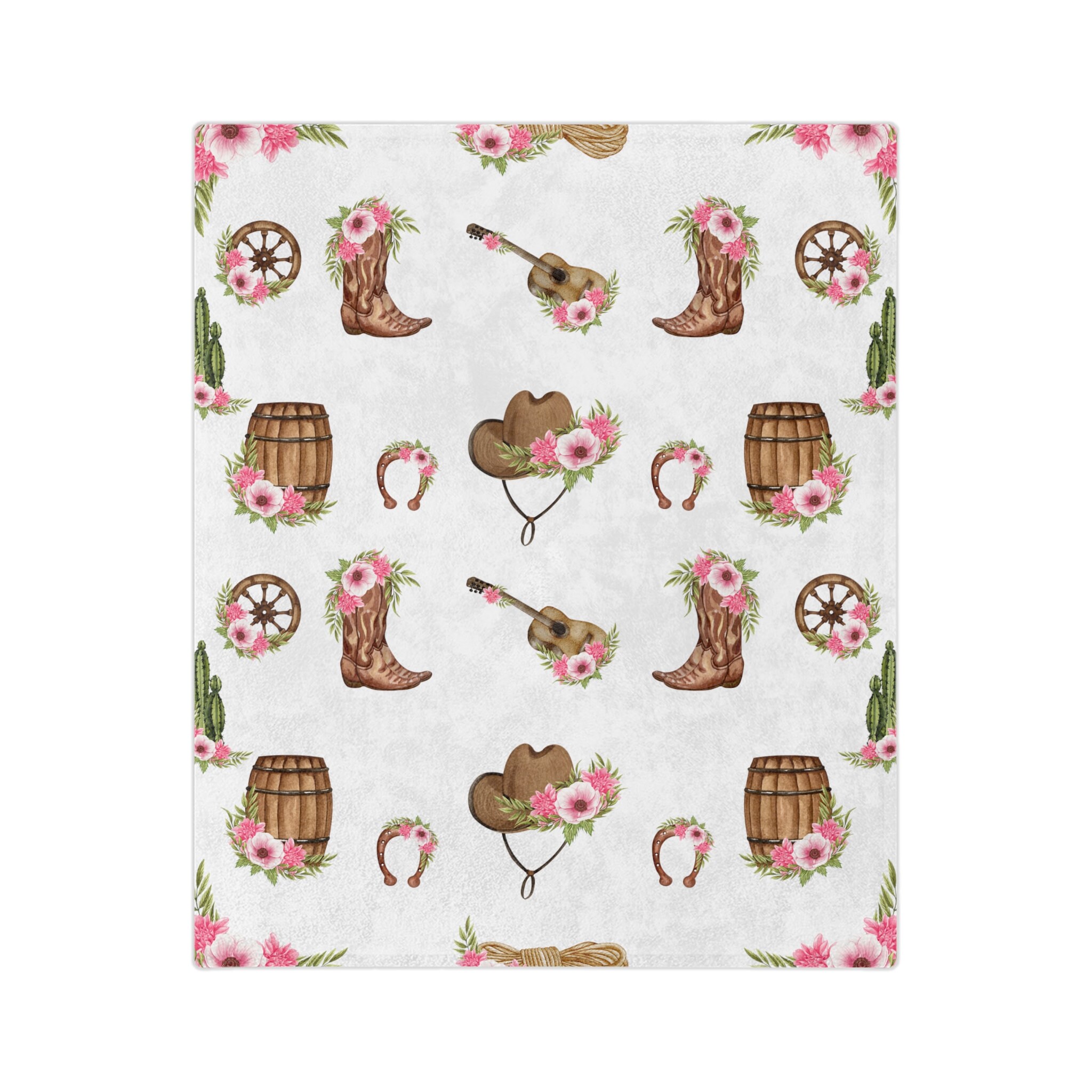 Western Girls Pink Velveteen Minky Blanket,cowgirl Minky Blanket,girls ...