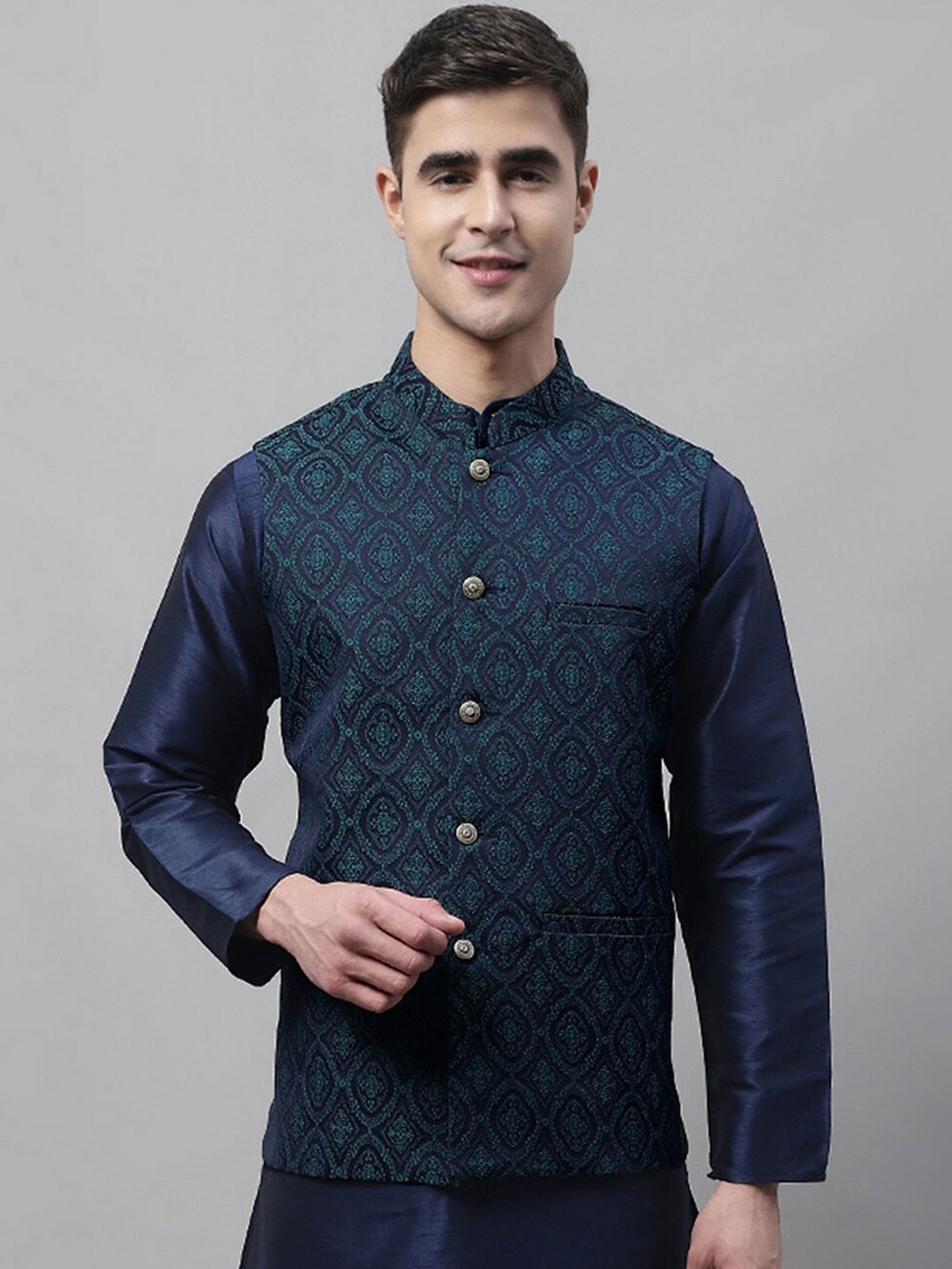 Men Woven Design Nehru Jacket Wedding Outfit Mens Wear Modi - Etsy