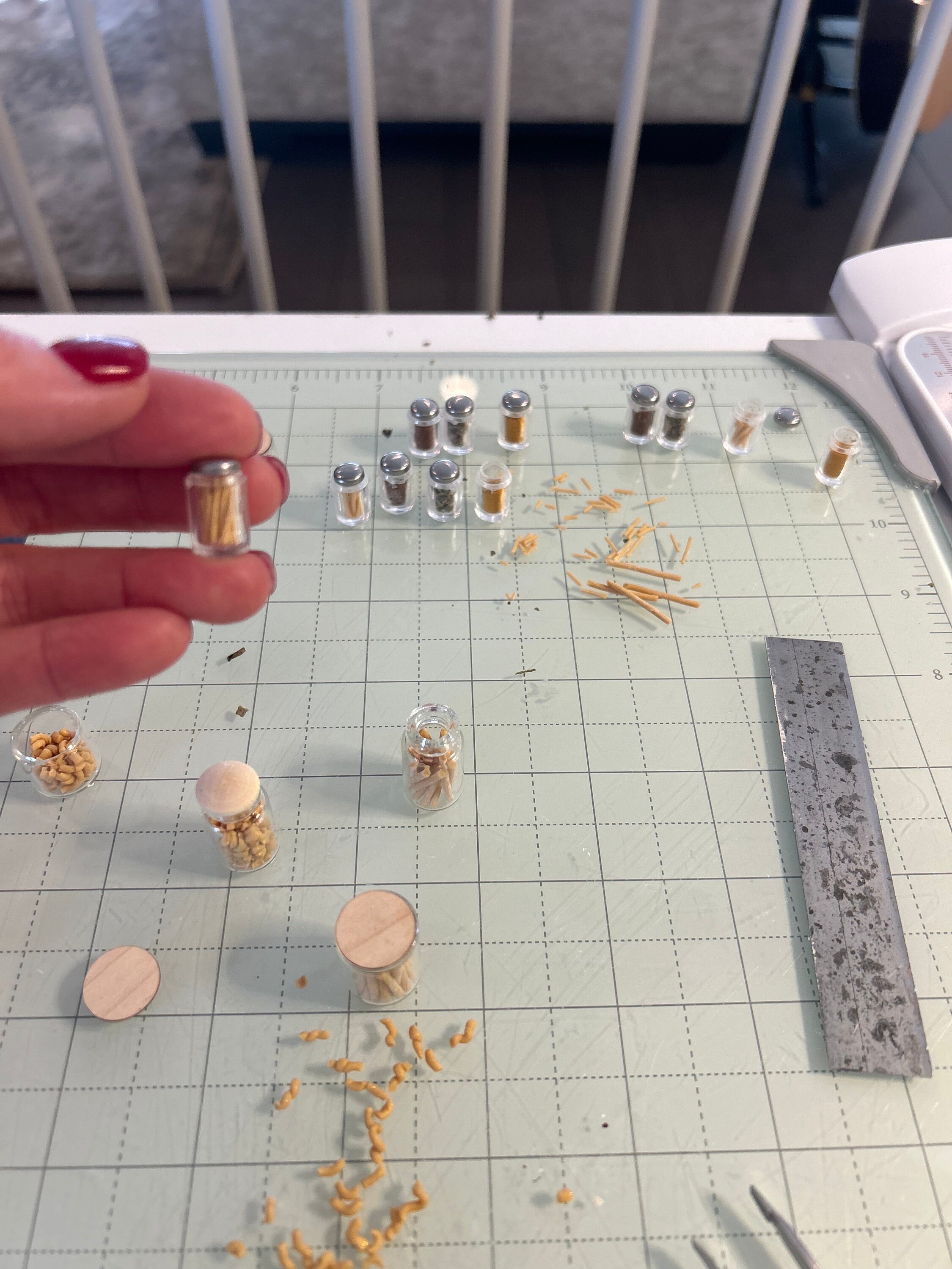 Miniature Jars of Fusilli, Spaghetti, and Elbow Macaroni. Made of ...