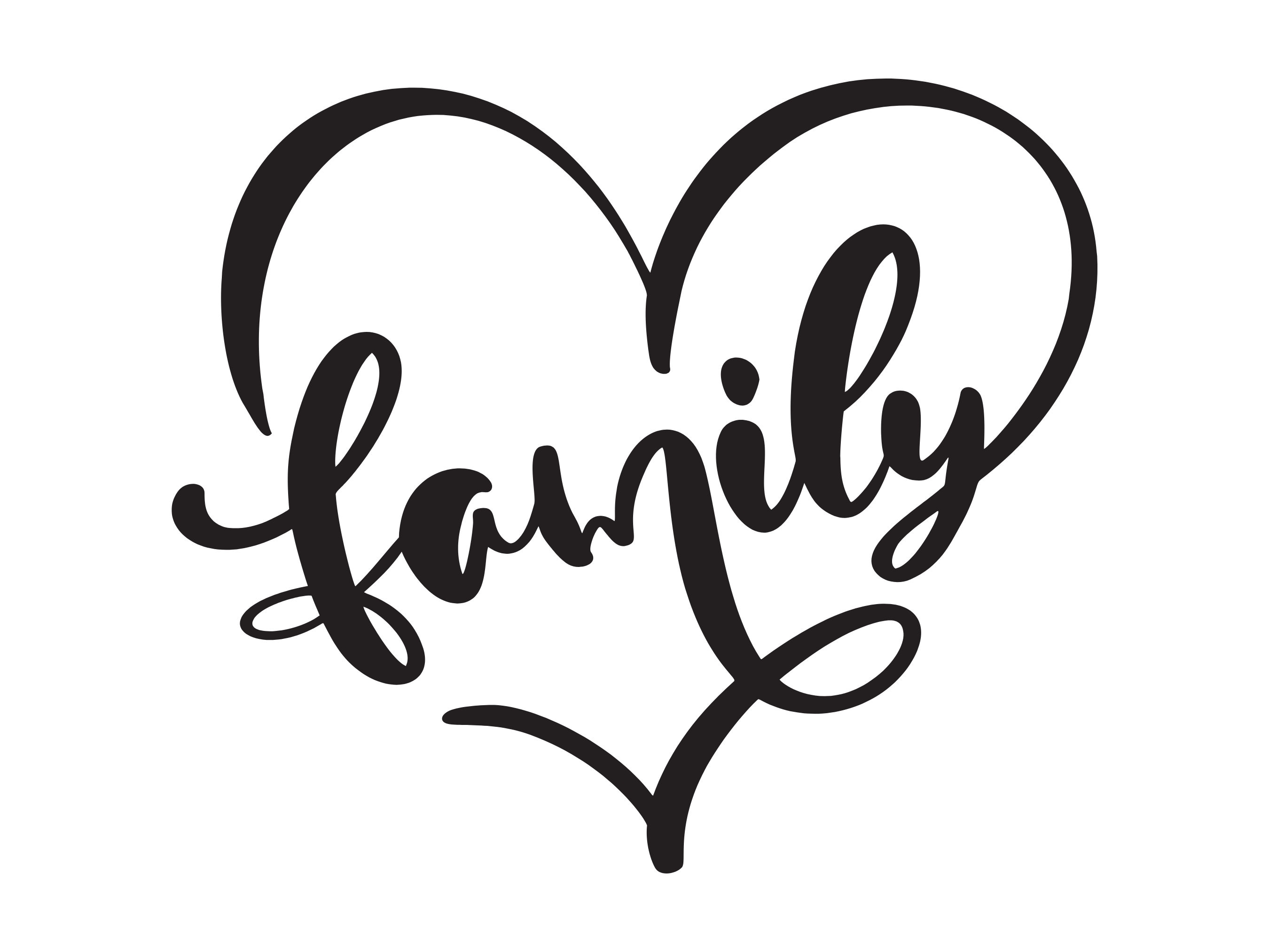Family Heart Transparent Background Black & White SVG, PNG, JPG, Pdf ...