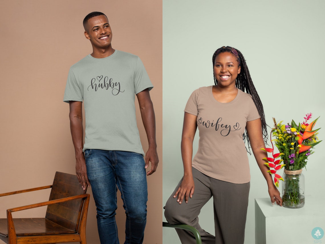 Hubby Wifey SVG Transparent Background Black & White Husband and Wife ...