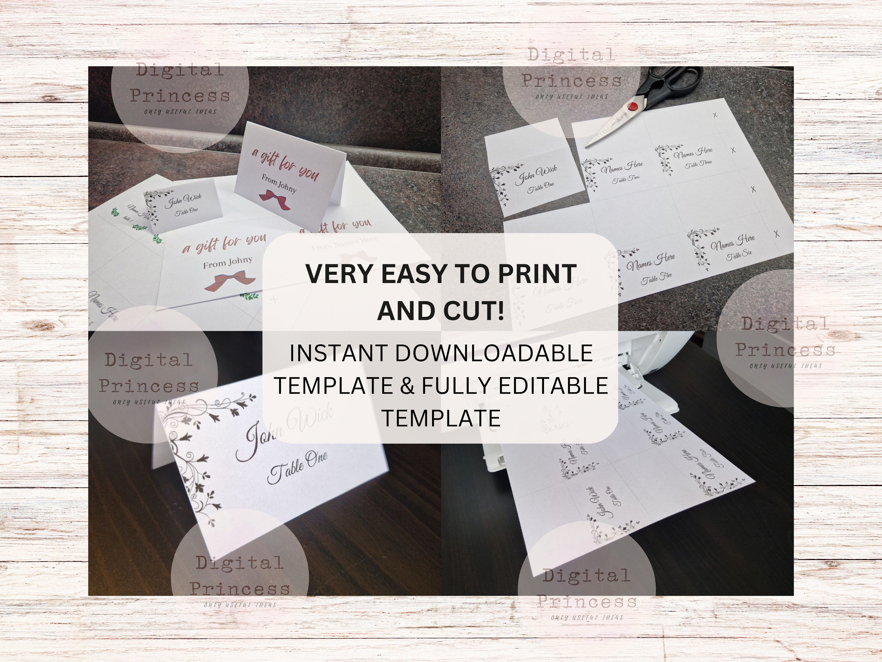 Bundle Card Template: Wedding & Birthday Reservation Cards, Table Seat ...
