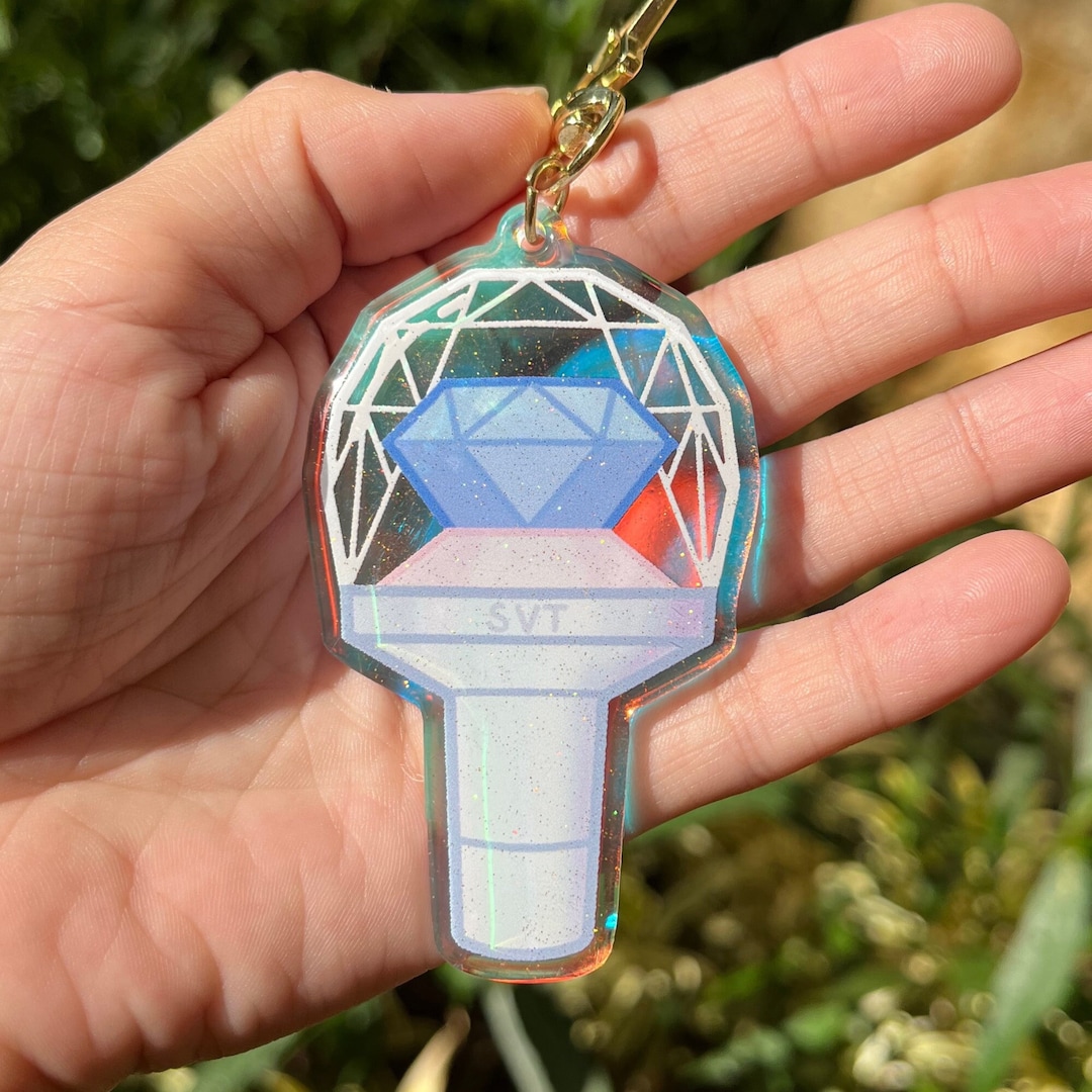 Seventeen Caratbong Kpop Lightstick Acrylic Holographic Keychain Charm - Etsy