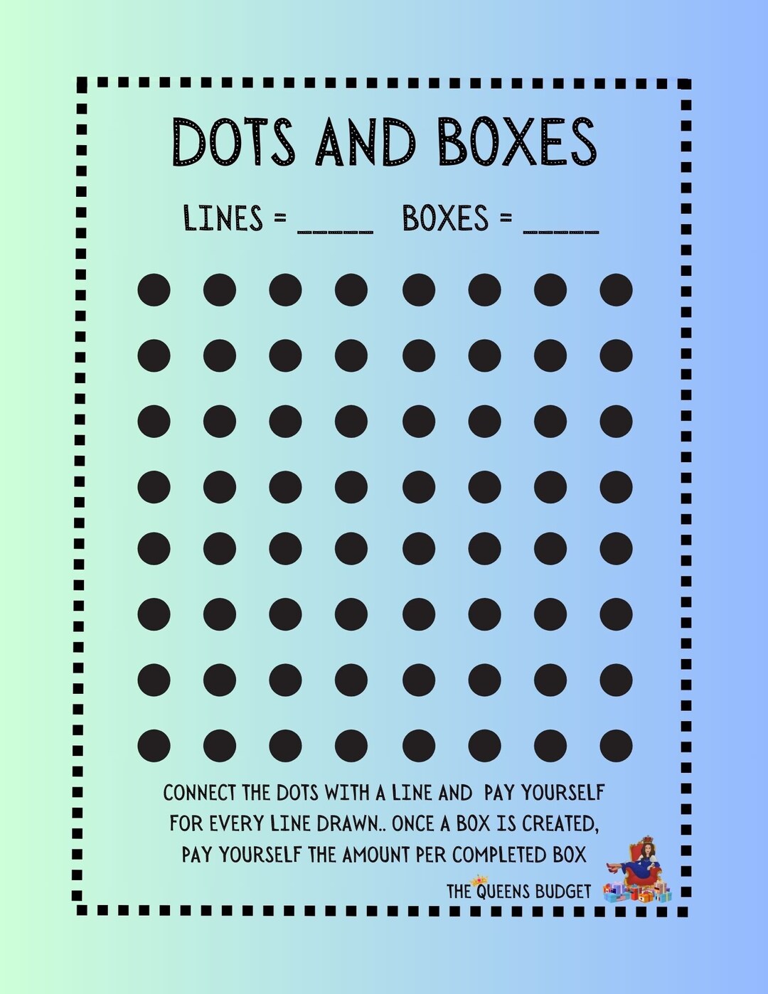 PDF Dots and Boxes Savings Challenge With A6 Dashboard - Etsy