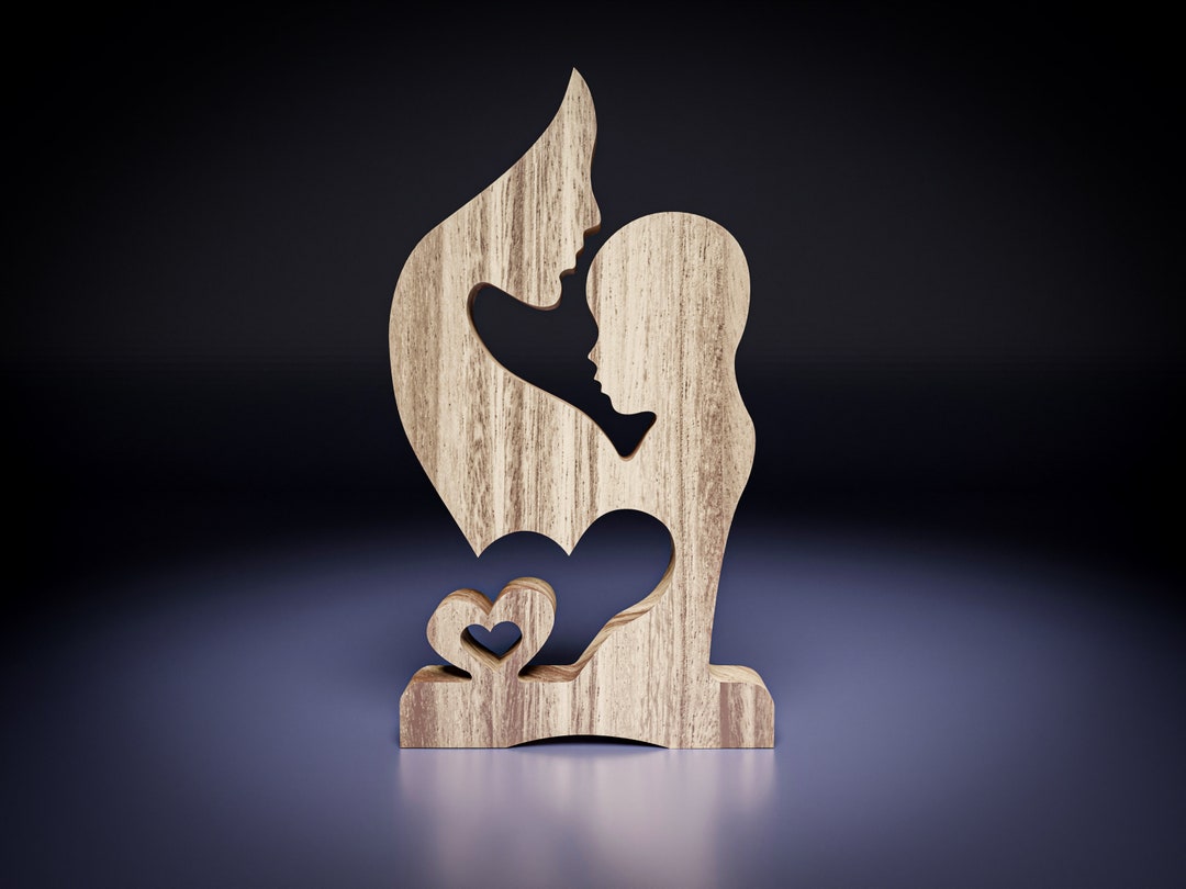 Mother and Child Wood Statue CNC File | 3D Printer Vector (digital ...