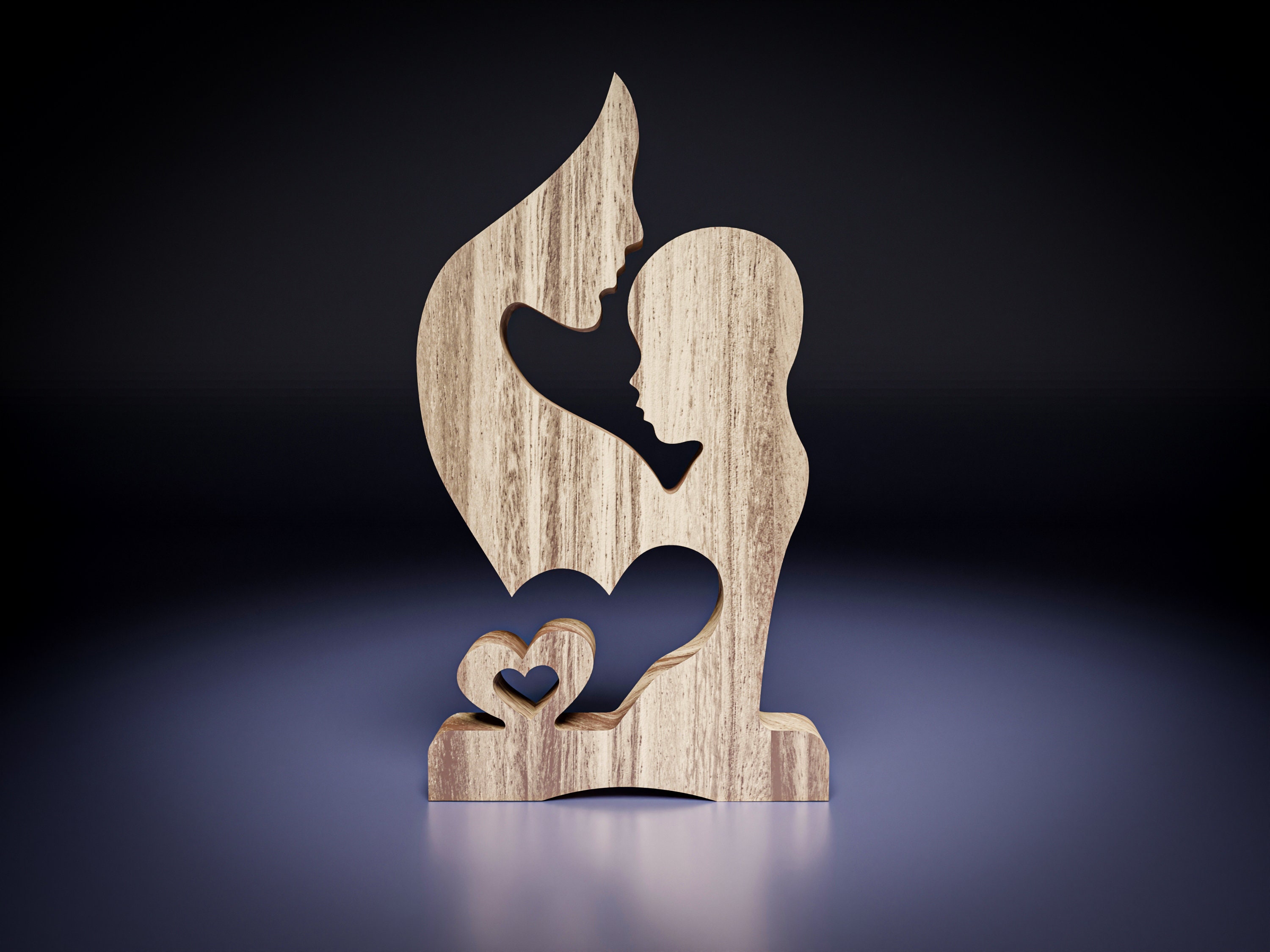Mother and Child Wood Statue CNC File | 3D Printer Vector (digital ...