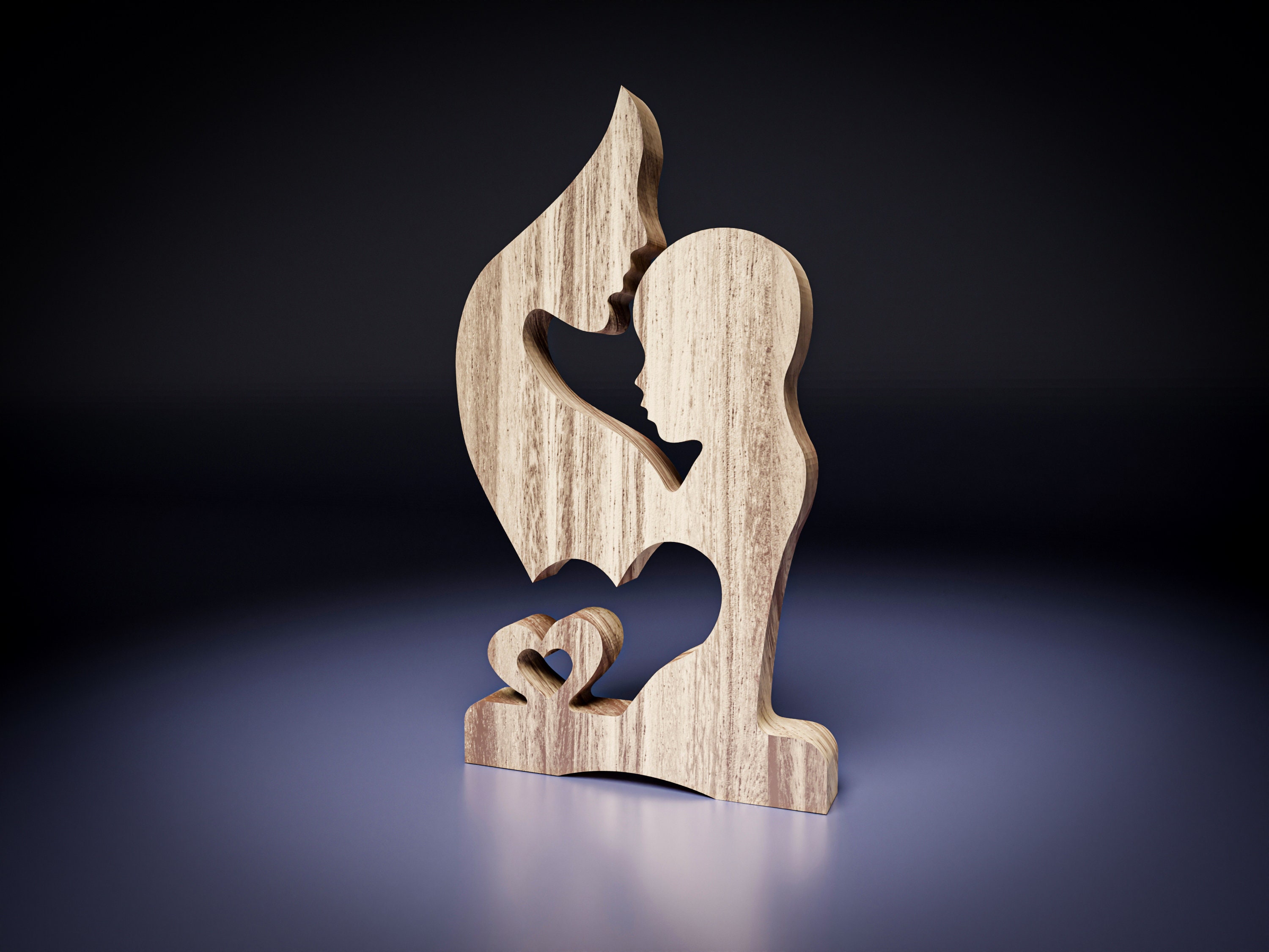 Mother and Child Wood Statue CNC File | 3D Printer Vector (digital ...